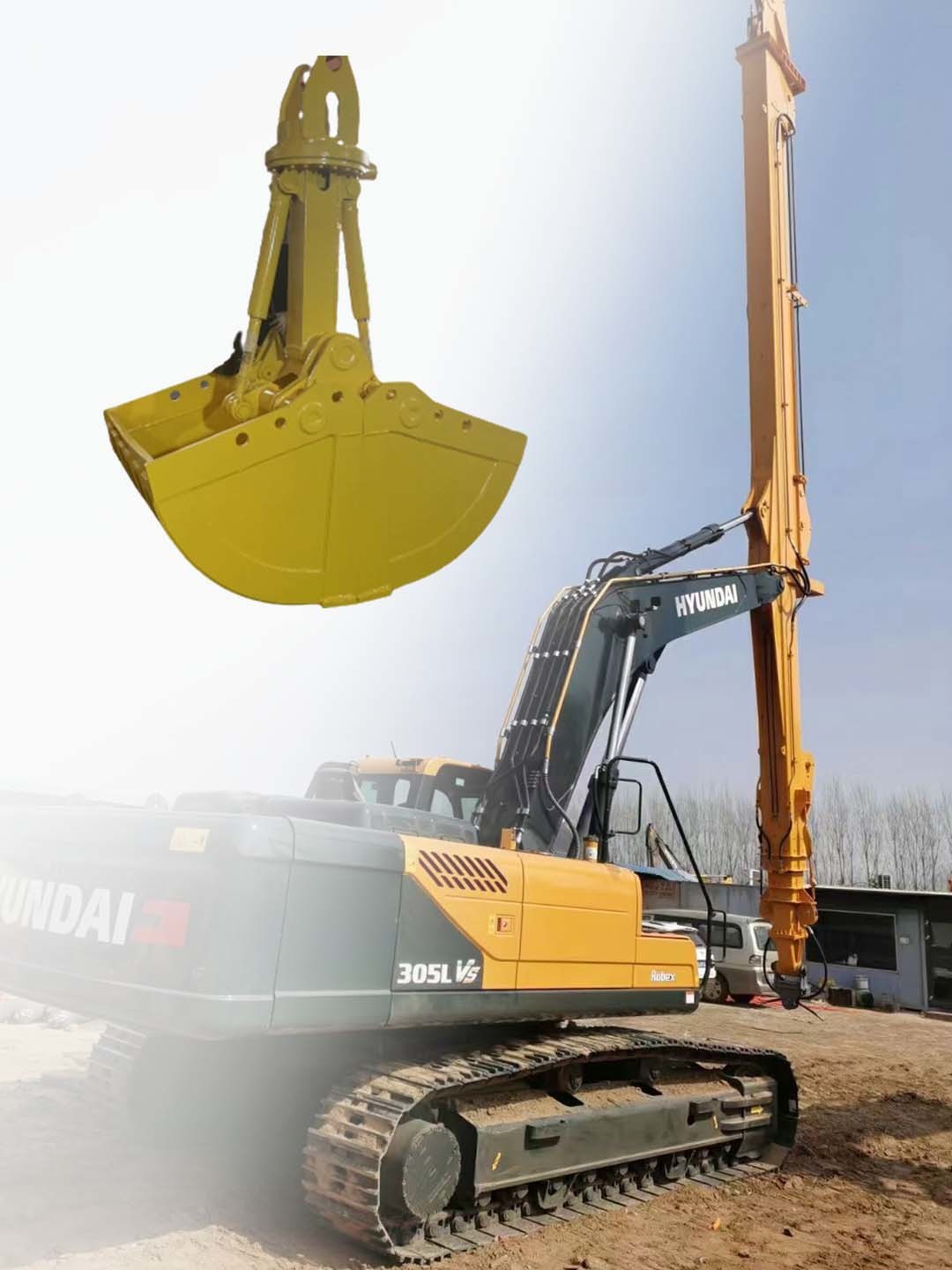 Excavator Hydraulic Clamshell Bucket for telescopic dipper arm For ...