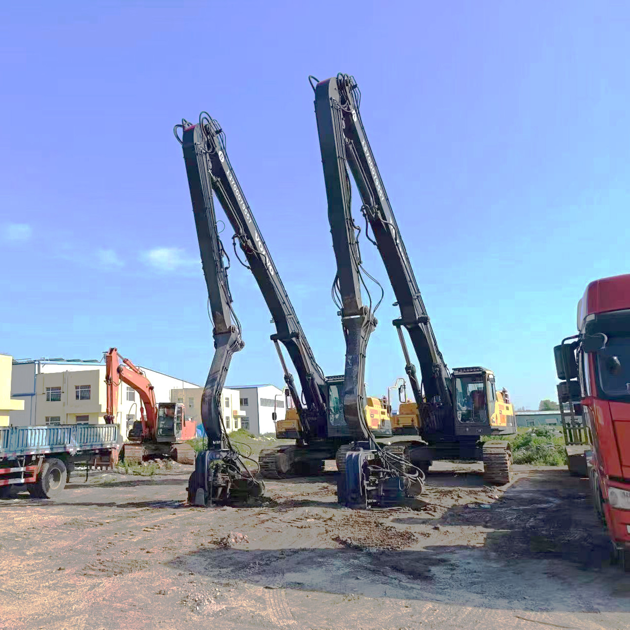 20-85T Excavator Pile Driver Arm Long Boom With Pile Driver Hammer